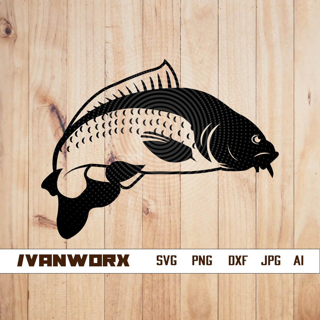 Carp Fish Svg | Fishes Clipart |fish Cut File | Big Mount Fish Stencil ...