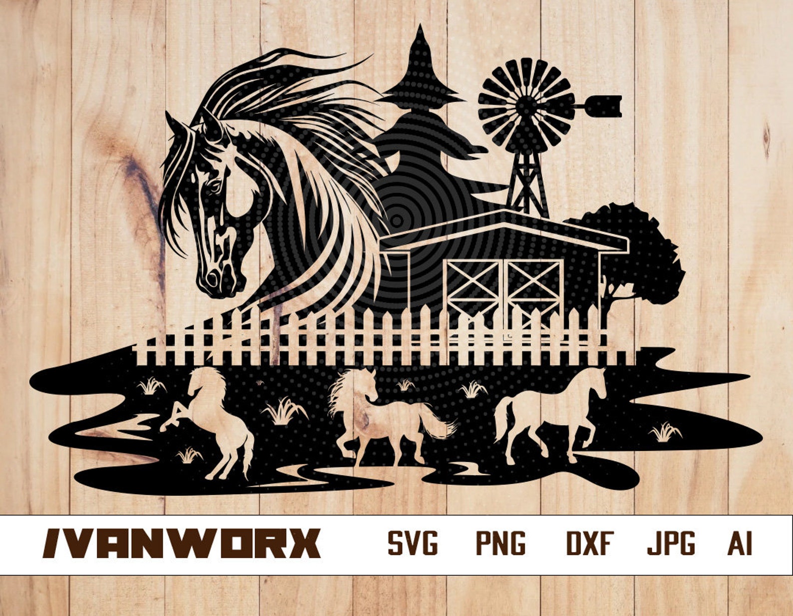 Horse Scene Svg Horse Clipart Horse Cutfile Horse Png Horse Shirt Svg ...