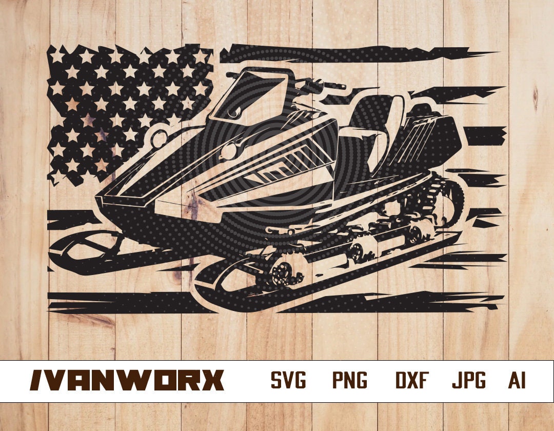 US Snowmobile SVG | Winter SVG | Snowmobile Clipart | Winter Vehicle ...