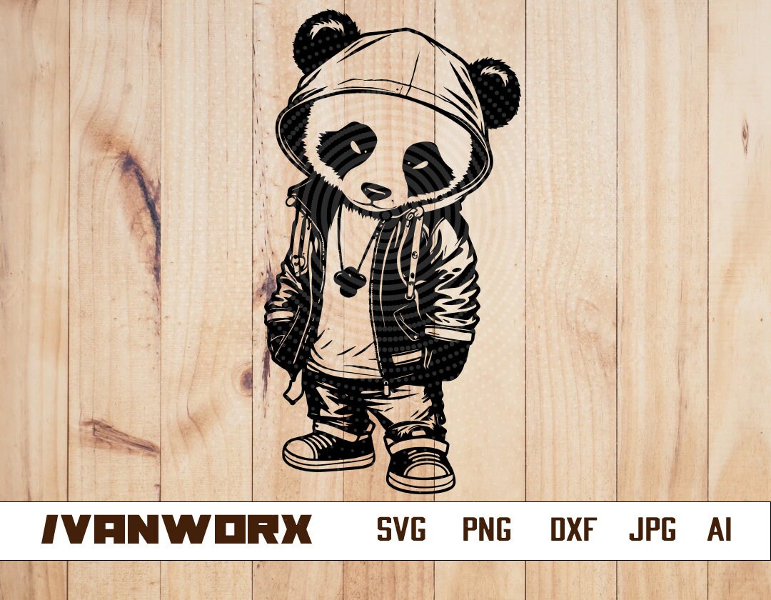 Panda Bear Hiphop Svg | Cool Panda Clipart | Hipster Panda Bear Cut ...