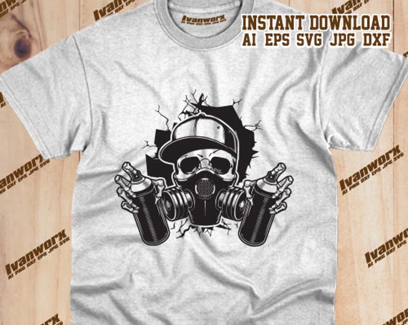 Graffiti Skull Svg | Mural Wall Artist Cutfile | Street Painter Stencil ...