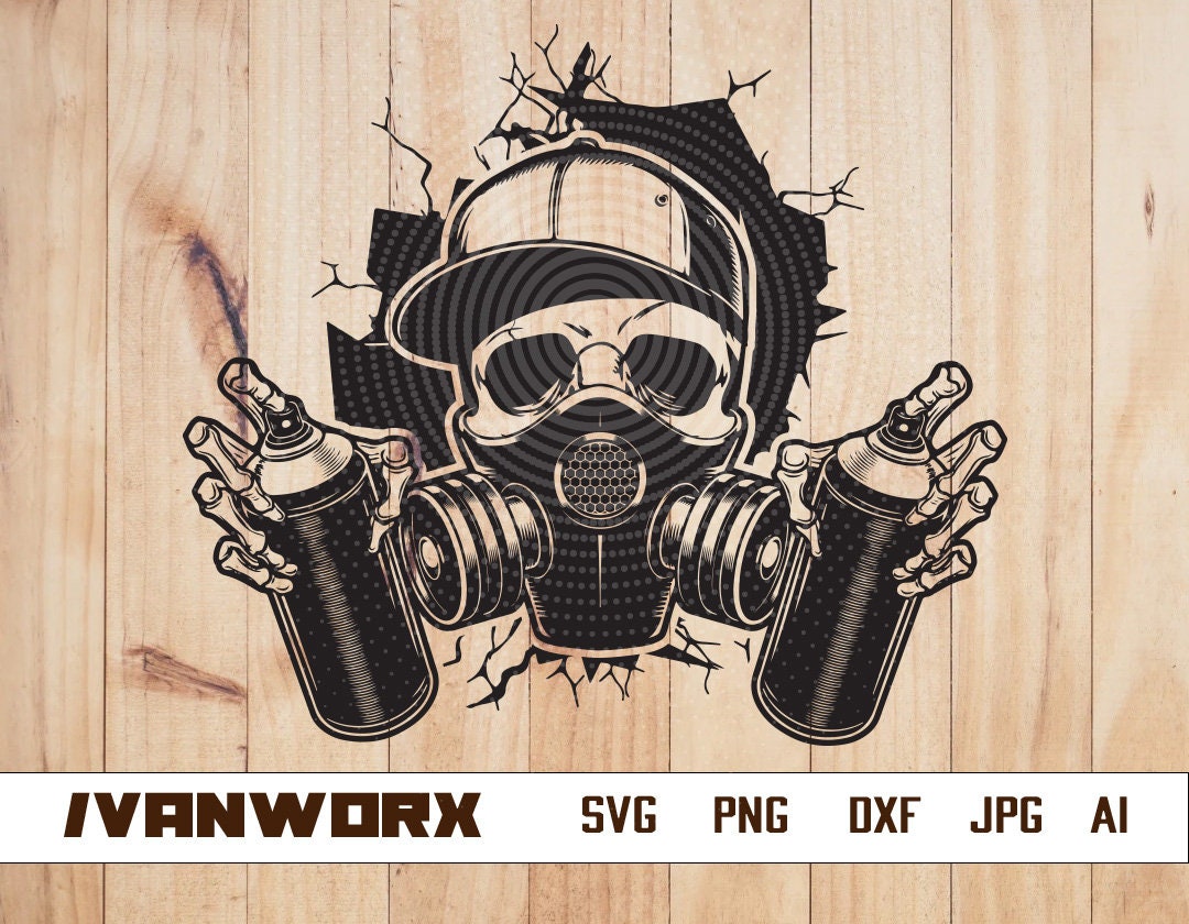 Graffiti Skull Svg | Mural Wall Artist Cutfile | Street Painter Stencil ...