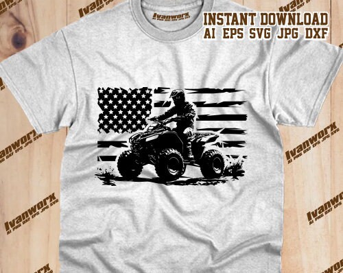US Quad Riding Svg American Quad Biker Svg USA ATV Shirt Decal Vinyl ...