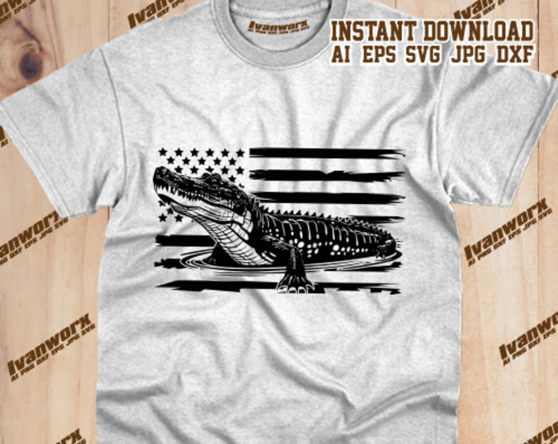 US Crocodile in Swamp Svg Alligator Clipart Wild Animal Cut File River ...