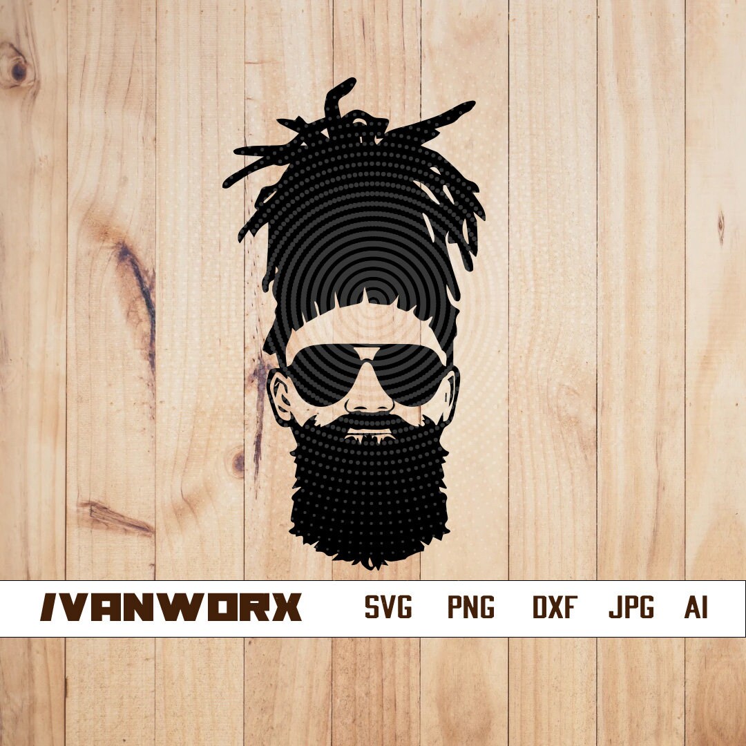 Male Dreads Locks Hair Svg | Head Face Beard Dark Sunglasses Png ...