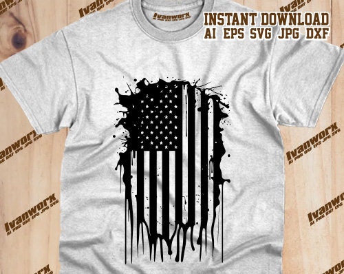 Dripping American Flag SVG America SVG USA Decal T-shirt Sticker ...