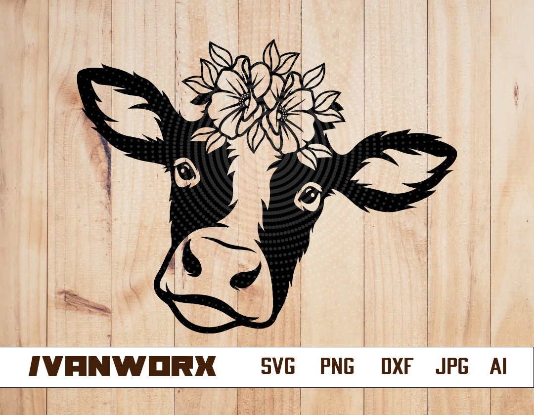 Cute Cow Svg | Floral Cow Clipart | Farm Animal Cut File | Heifer ...