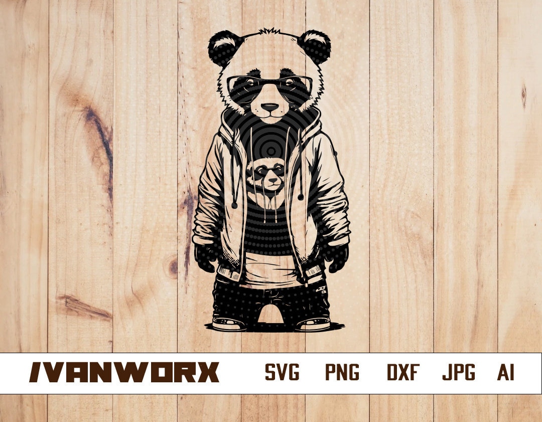 Cool Panda Svg | Hipster Panda Clipart | Gangster Panda Cut File ...