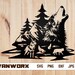 Wolf Scene Svg | Wolf Clipart | Howling Wolf Cut File | Mountain Scene ...
