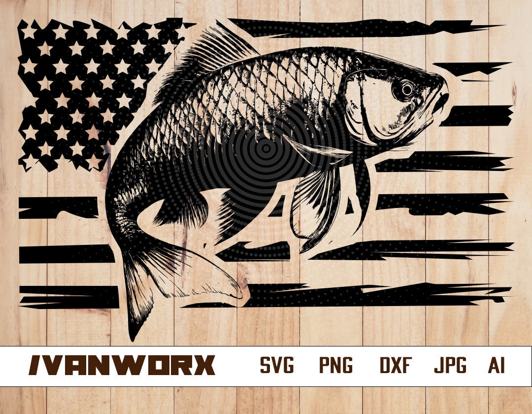 US Carp Fish Clipart || Carp Fish Svg || Carp Svg || Carp Fishing Svg ...