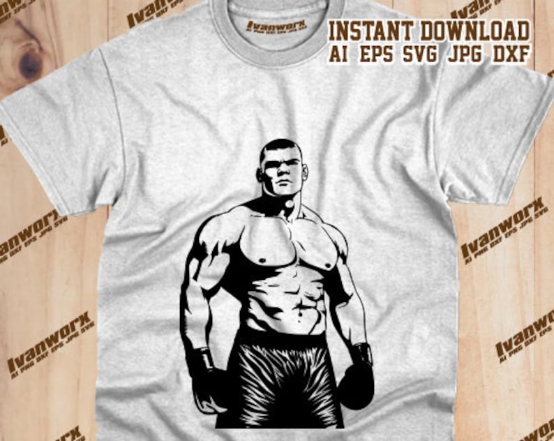 MMA Fighter Svg | Strong Warrior Clipart | Kick Boxing Stencil | Mixed ...