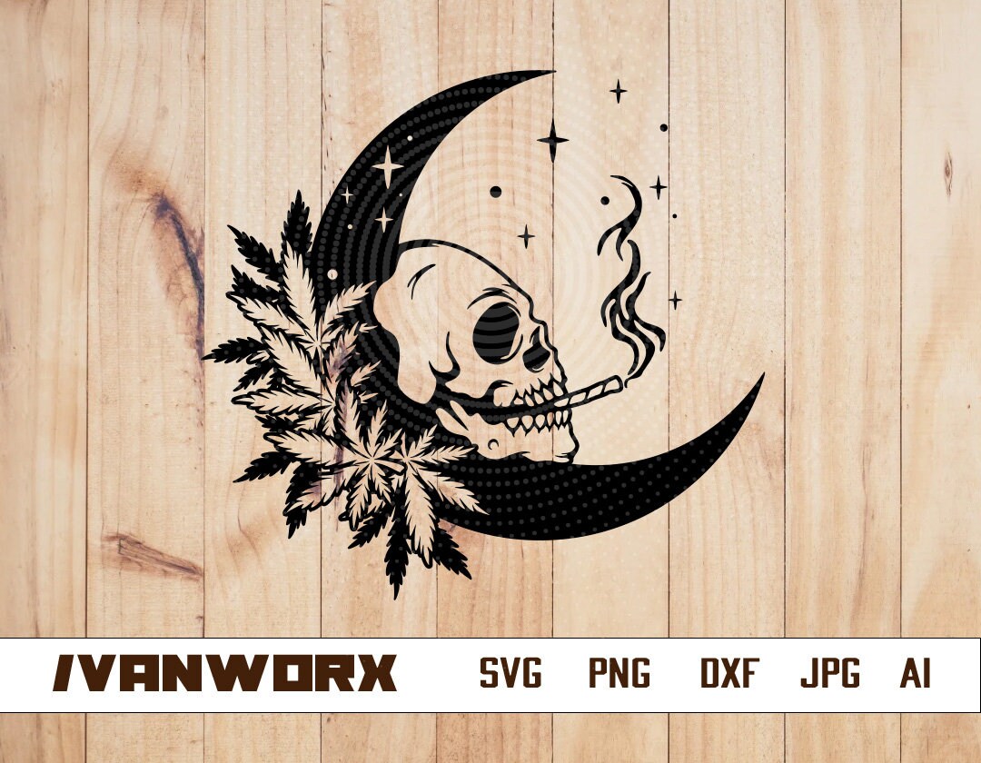 Skull Smoking Weed Svg | Skull Svg | Skull Smoking Joint Svg | Skull ...