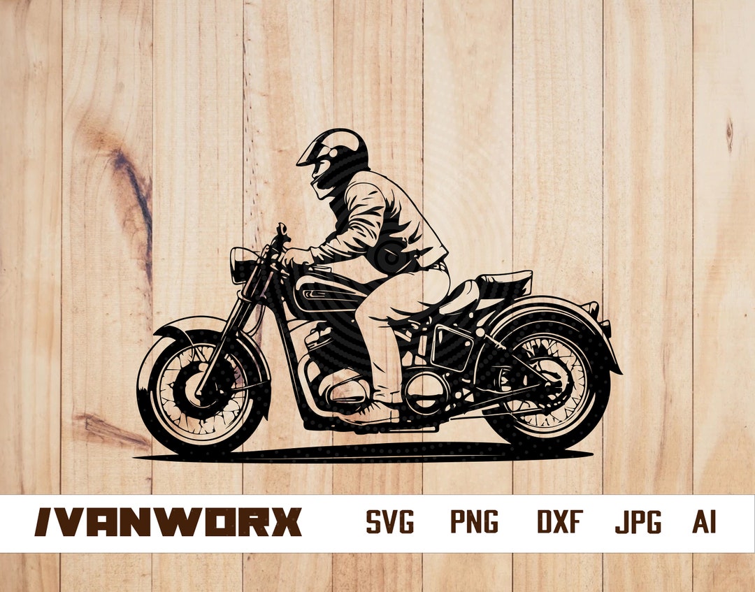 Motorcycle Rider SVG | Vintage Bike PNG | Cafe Racer Rider Svg ...