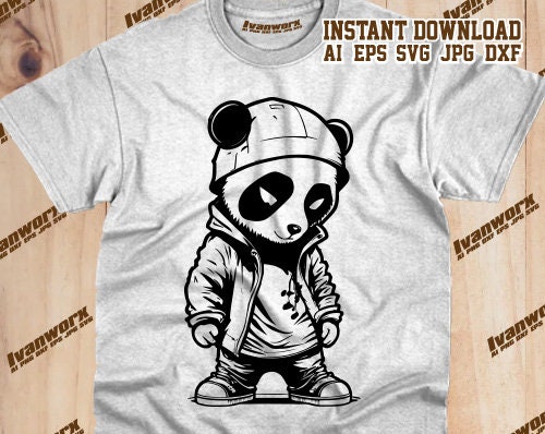 Panda Bear Hiphop Svg Cool Panda Clipart Hipster Panda Bear Cut File ...