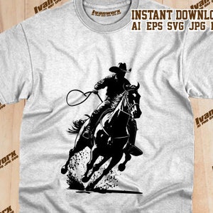 Rodeo Svg | Cowboy Svg | Western Cowboy Riding Horse Svg | Rodeo Cowboy ...