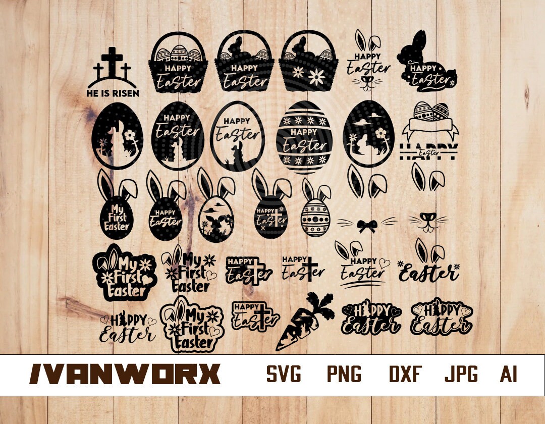 Easter SVG Bundle | Easter Png | Happy Easter Cut File | Easter Stencil ...