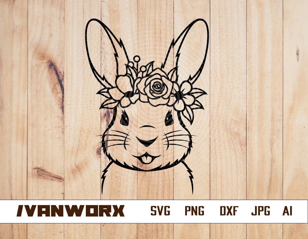 Floral Rabbit Svg | Easter Bunny Svg | Bunny With Flowers Svg | Cute ...