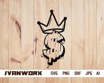 Money King Svg, US Dollar Sign Clipart, Money Bag Cut File, Rich ...
