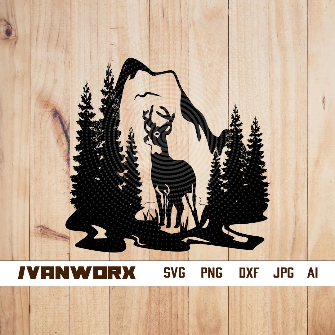 Deer Scene Svg | Deer Scene Png | Deer Scene Cut File | Deer Scene T ...
