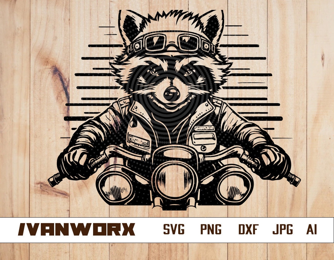 Raccoon on Bike Svg | Sports Animal Clipart | Trash Panda Stencil ...