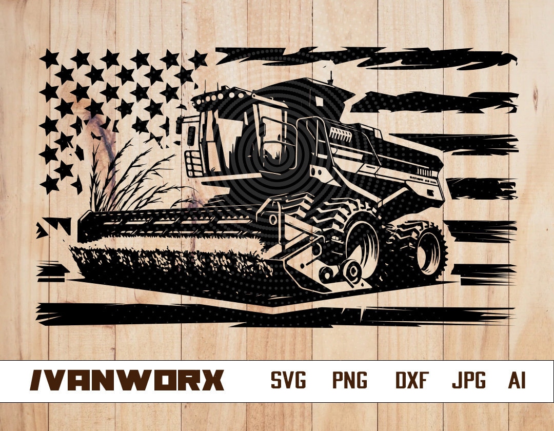 US Combine Harvester SVG | Wheat Harvester SVG | Combine Svg | Combine ...