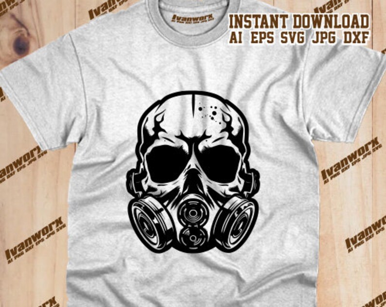 Skull Gas Mask Svg Gasmask Clipart Biohazard Cut File Toxic Skull ...