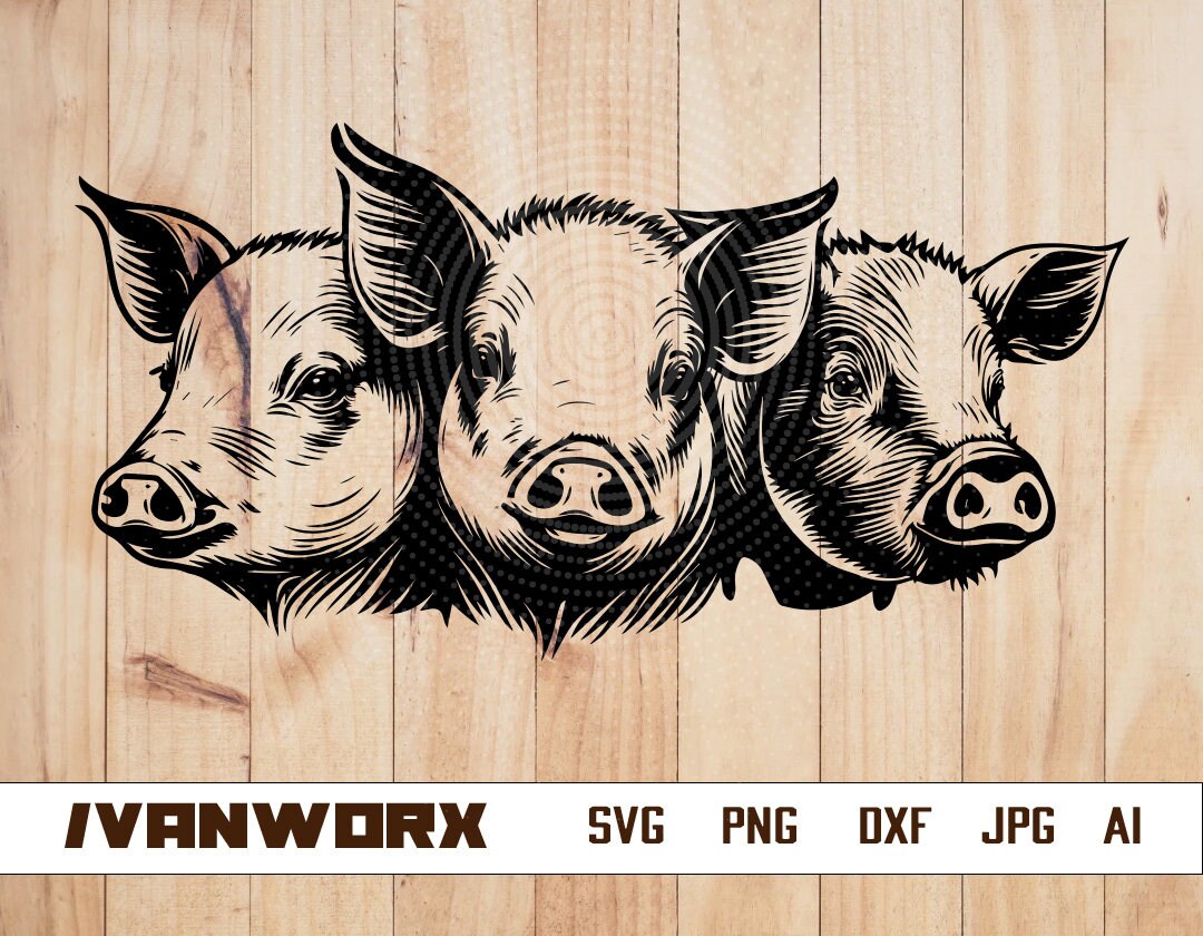 Ferme cochons svg | Clipart d'aventure | Pochoir de scène extérieure ...