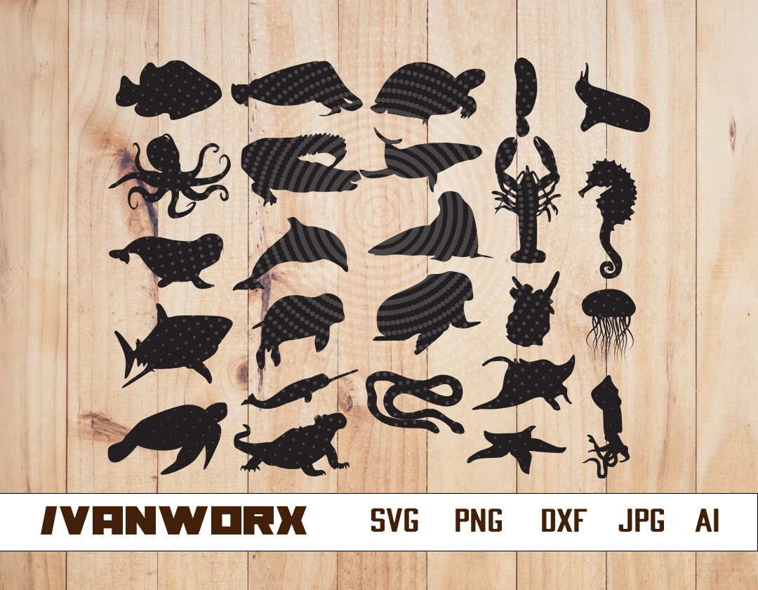 Ocean Animals Bundle Svg | Aquatic Animals Svg | Aquatic Fishes Cut ...