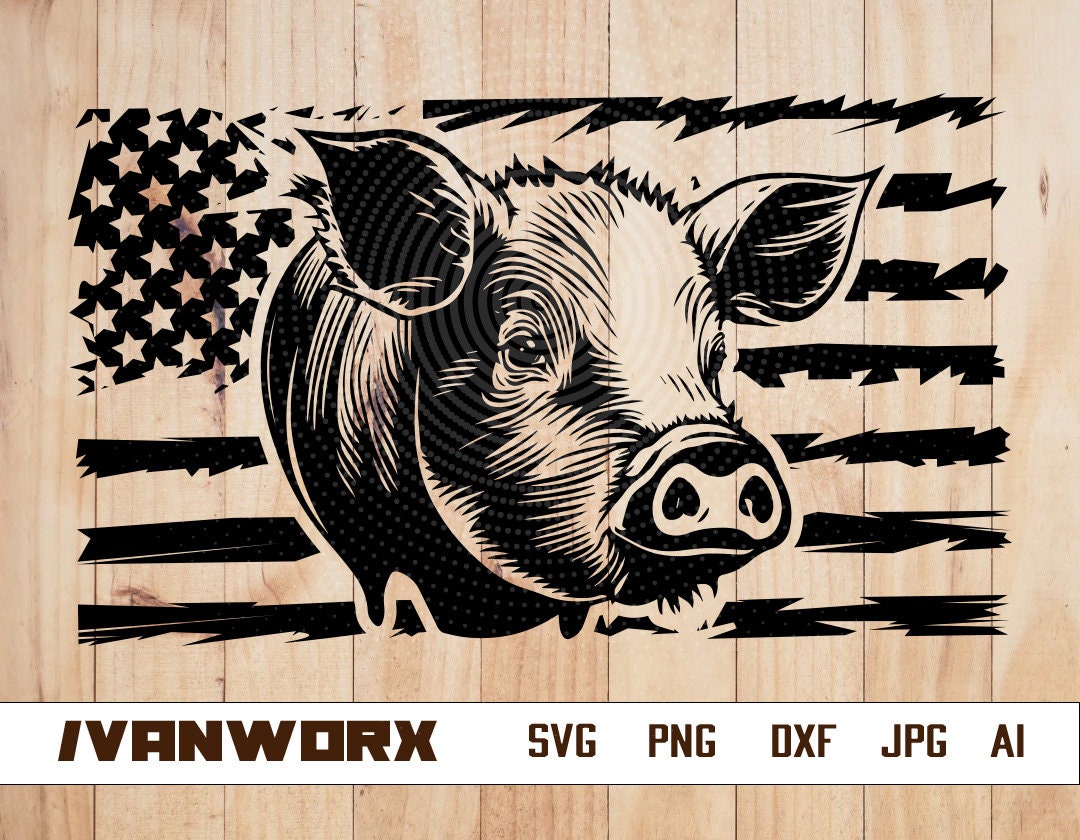 US Pig Scene Svg | US Pig Png | Pig Clipart | Pig Cutfile | Farm Pig ...
