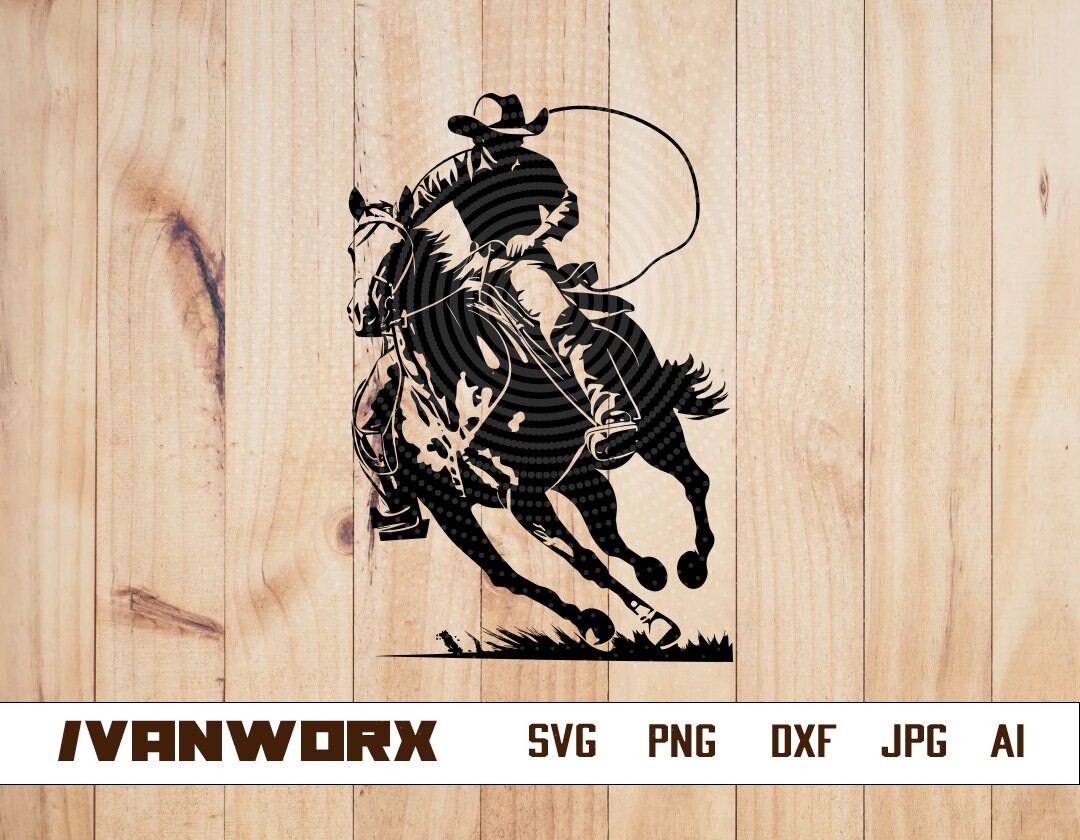 Rodeo Svg | Cowboy Svg | Western Cowboy Riding Horse Svg | Rodeo Cowboy ...