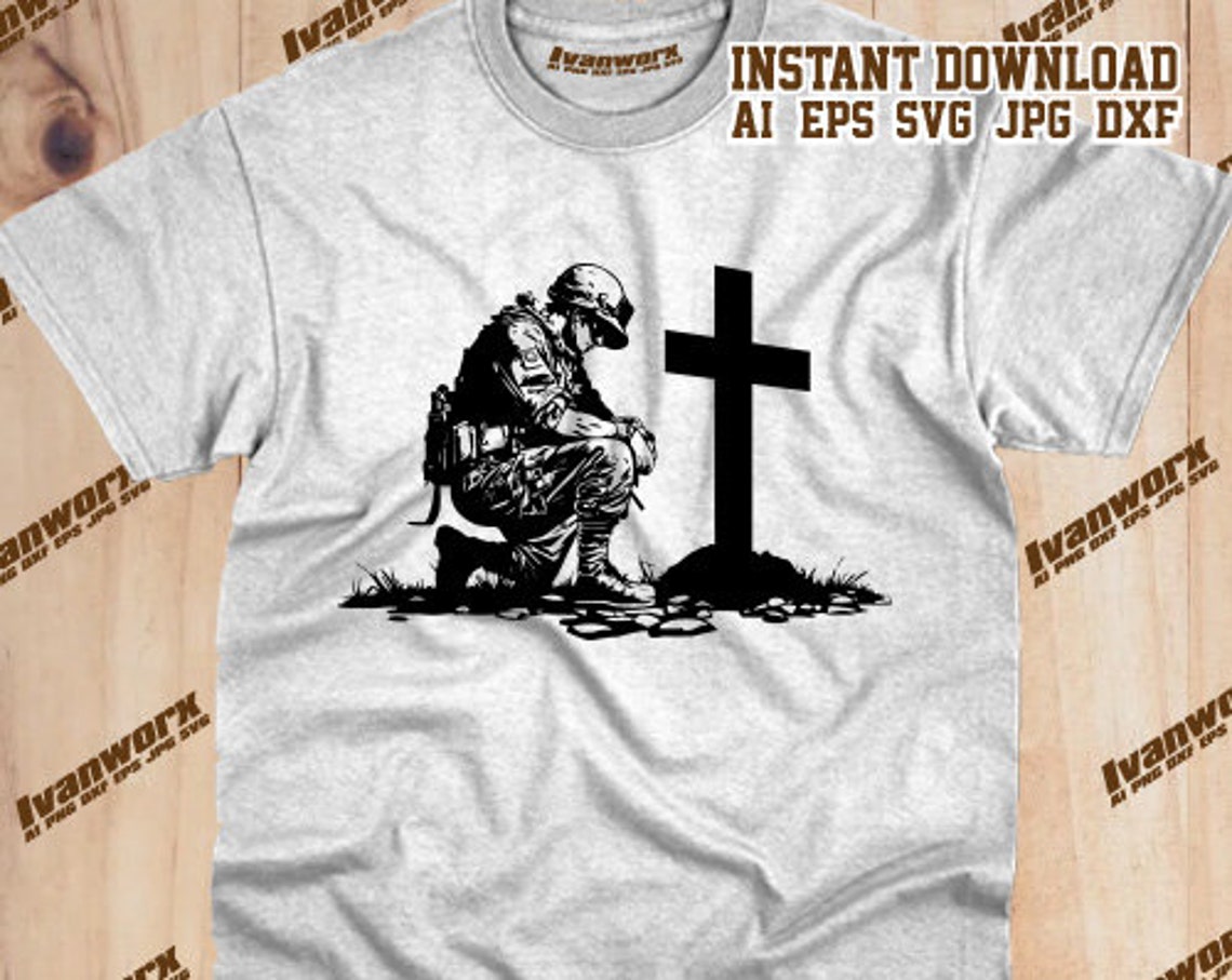 Soldier Kneeling in the Cross Kneeling Svg Kneeling Soldier Svg Soldier ...