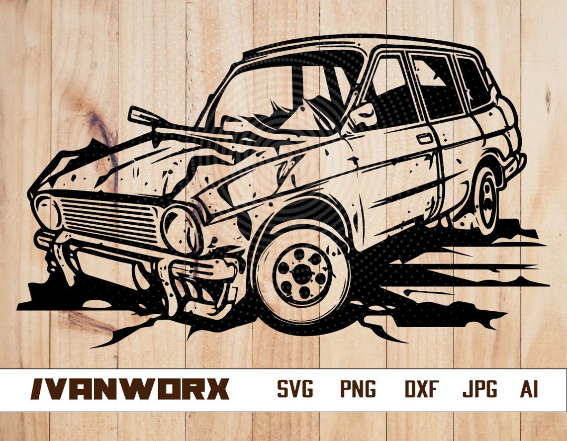 Car Wrecked Svg Smashed Car Clipart Car Accident Cut File Car Crash ...
