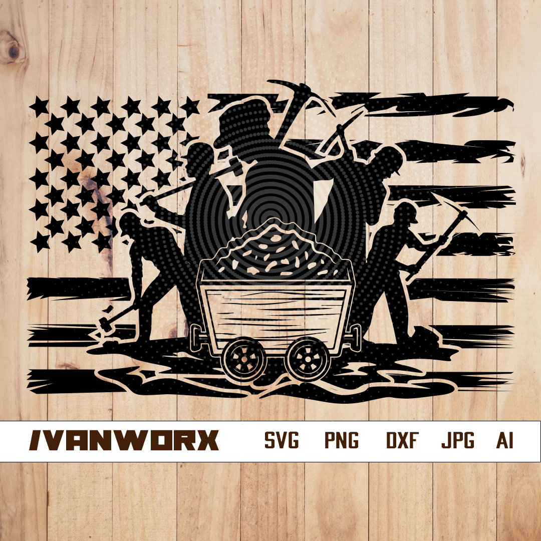 US Mining Scene Svg | Miner Svg | Mining Scene | Miner Scene Png ...