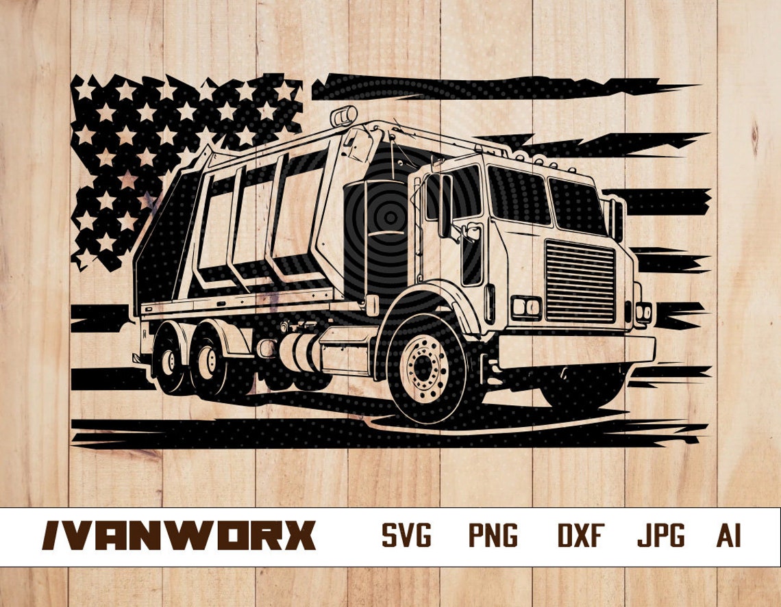 US Garbage Truck SVG | Trash Truck SVG | Waste Disposal Vinyl Decal ...
