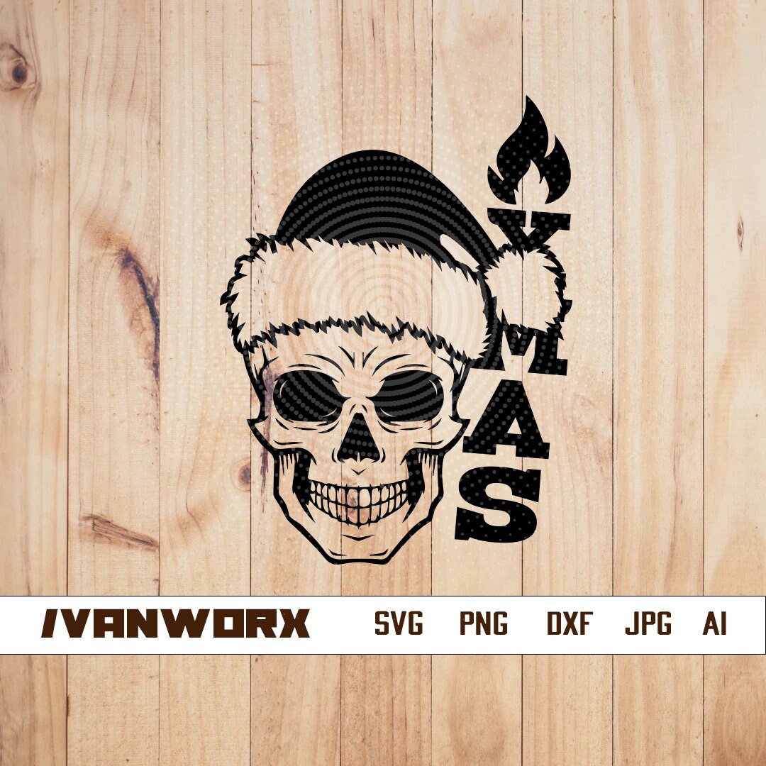 Christmas Skull Svg | Skull Svg | Skull With Christmas Hat | Xmas Skull ...