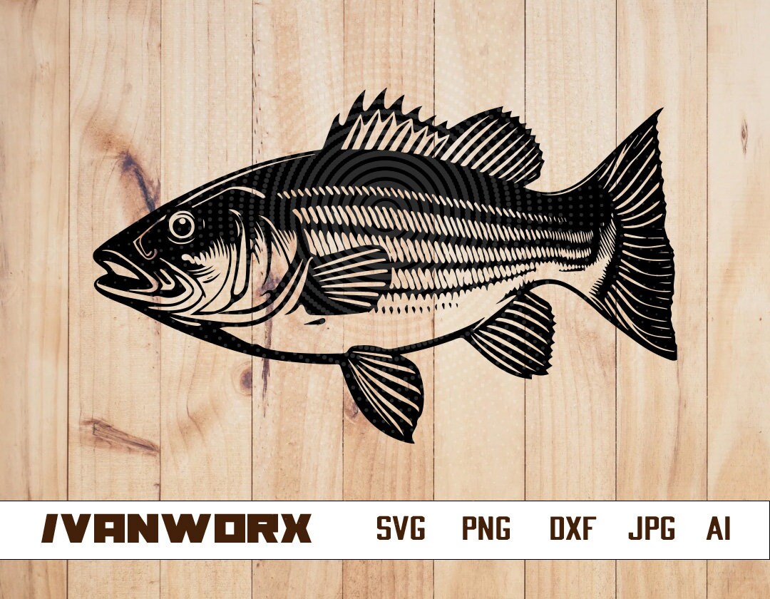 Bass Fish Svg | Fishing Png | Bass Fish Dxf | Bass Fish Clipart | Fish ...
