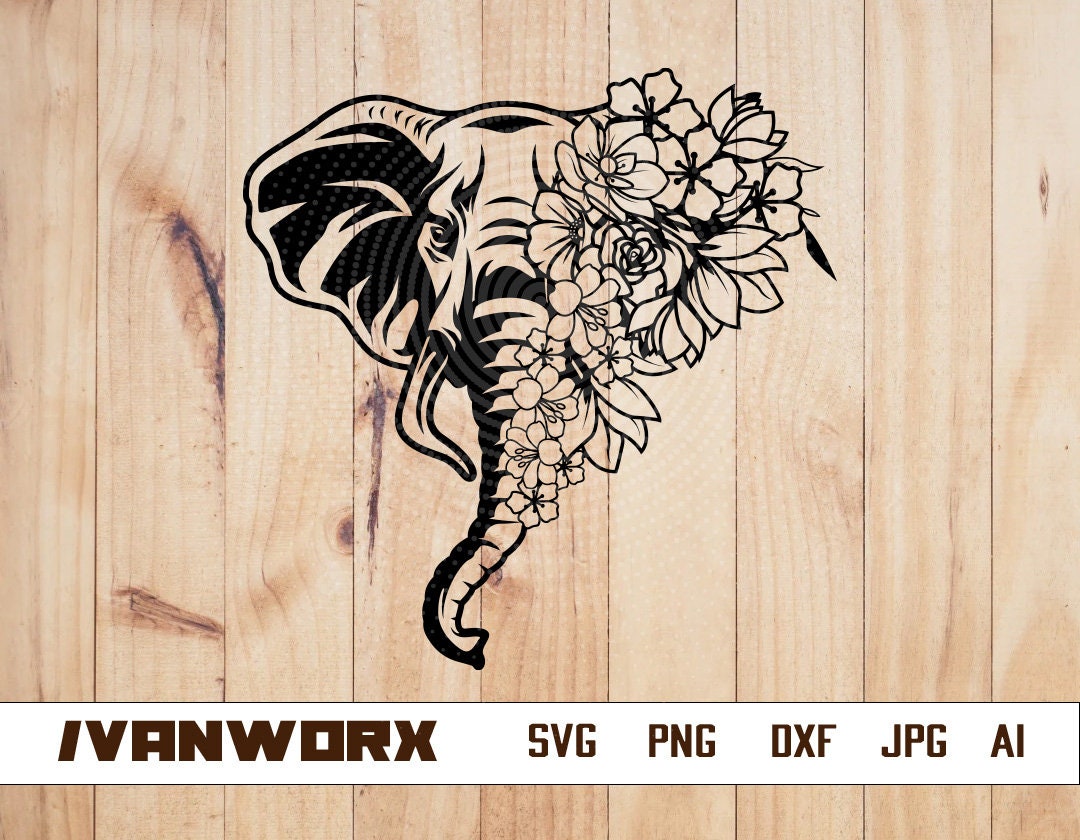 Floral Elephant Svg | Elephant Svg | Elephant Png | Floral Animal Svg ...