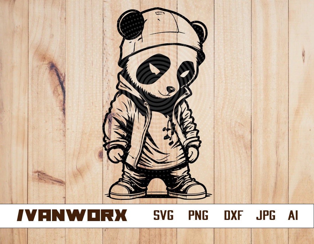 Panda Bear Hiphop Svg | Cool Panda Clipart | Hipster Panda Bear Cut ...