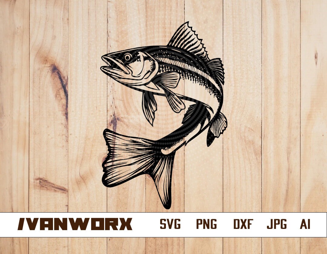 Bass Fish Svg | Bass Fish Png | Bass Clipart | Bass Fishing Dxf ...