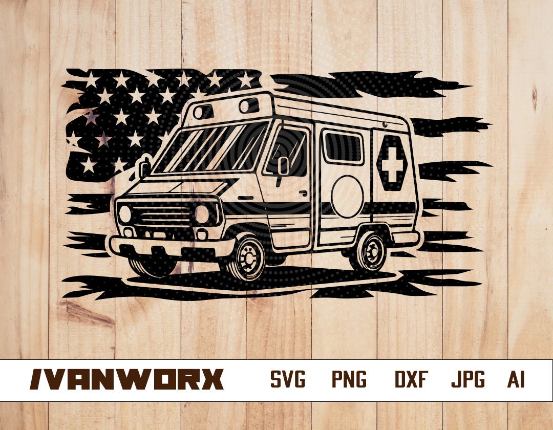 US Ambulance Svg | Rescue Clipart | Paramedic Vehicle Cut File | Rescue ...