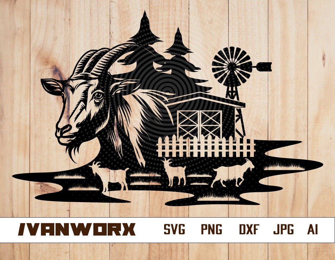 Goat Scene Svg | Goat Clipart | Farm Goat Svg | Goat Scene Png | Goat ...