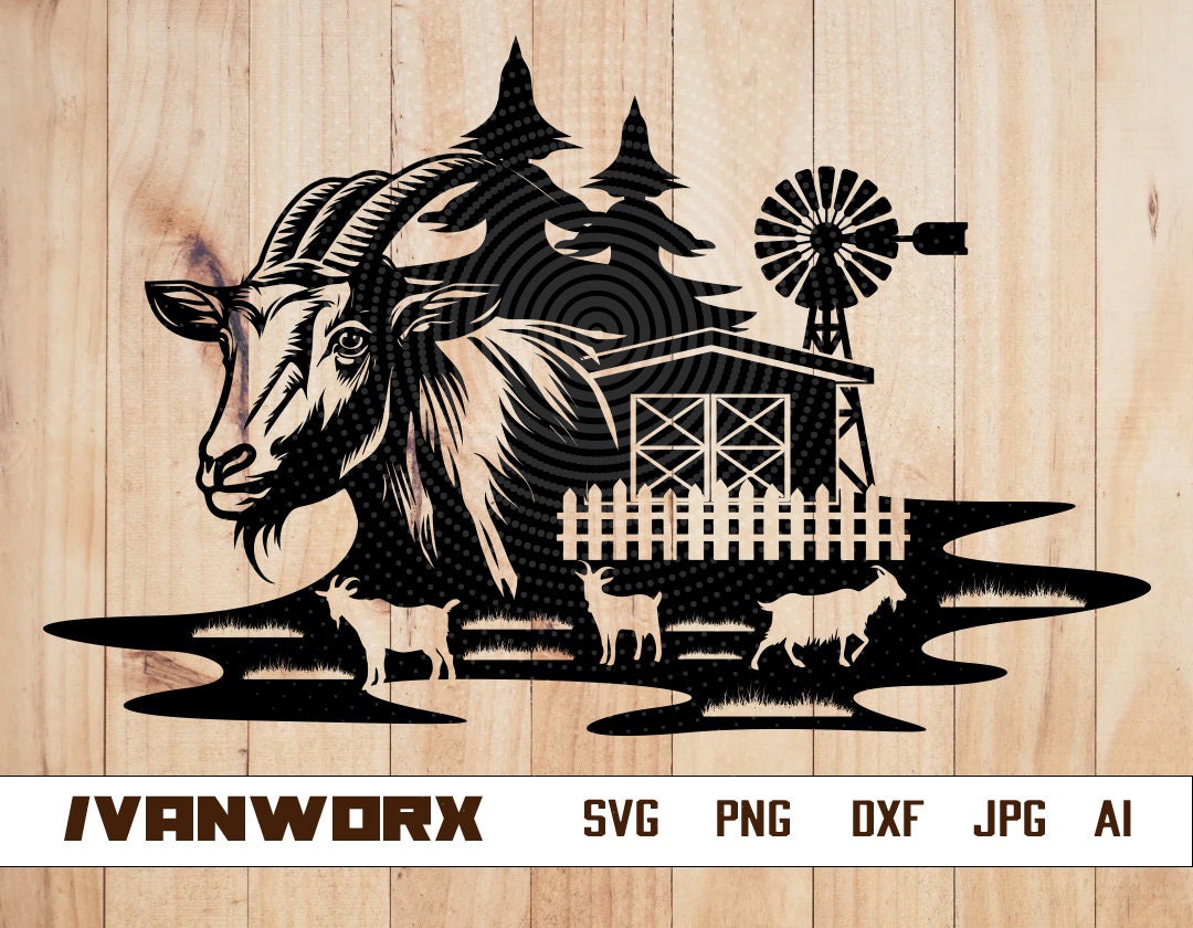 Goat Scene Svg Goat Clipart Farm Goat Svg Goat Scene Png Goat Cutfile ...