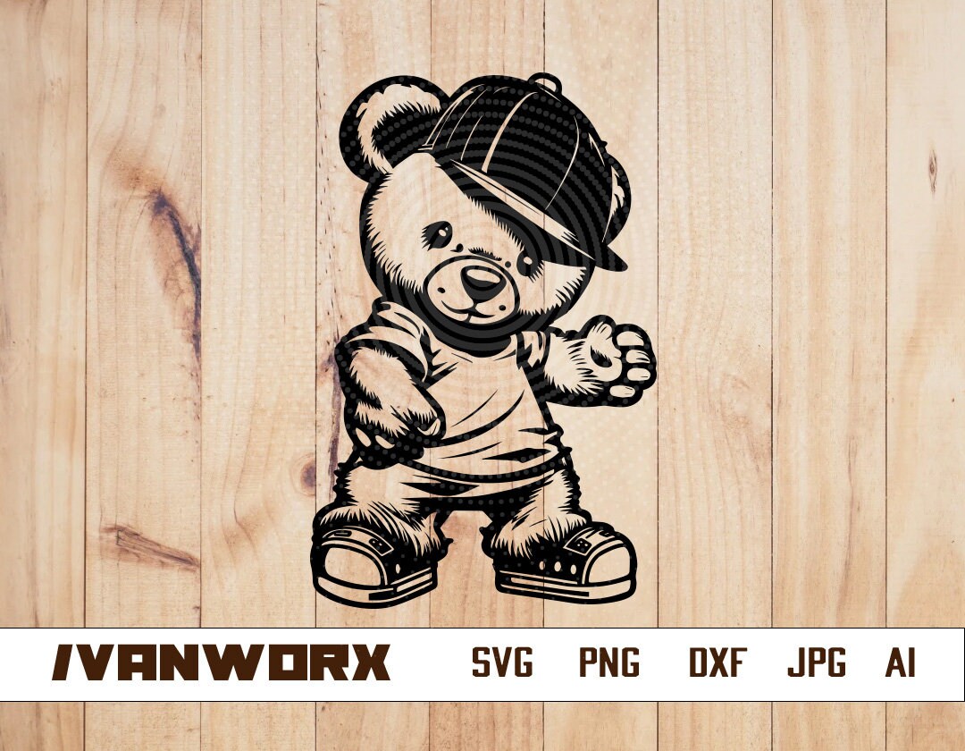 Swag Teddy Svg Hipster Teddy Clipart Gangster Bear Cut File Hip Hop ...