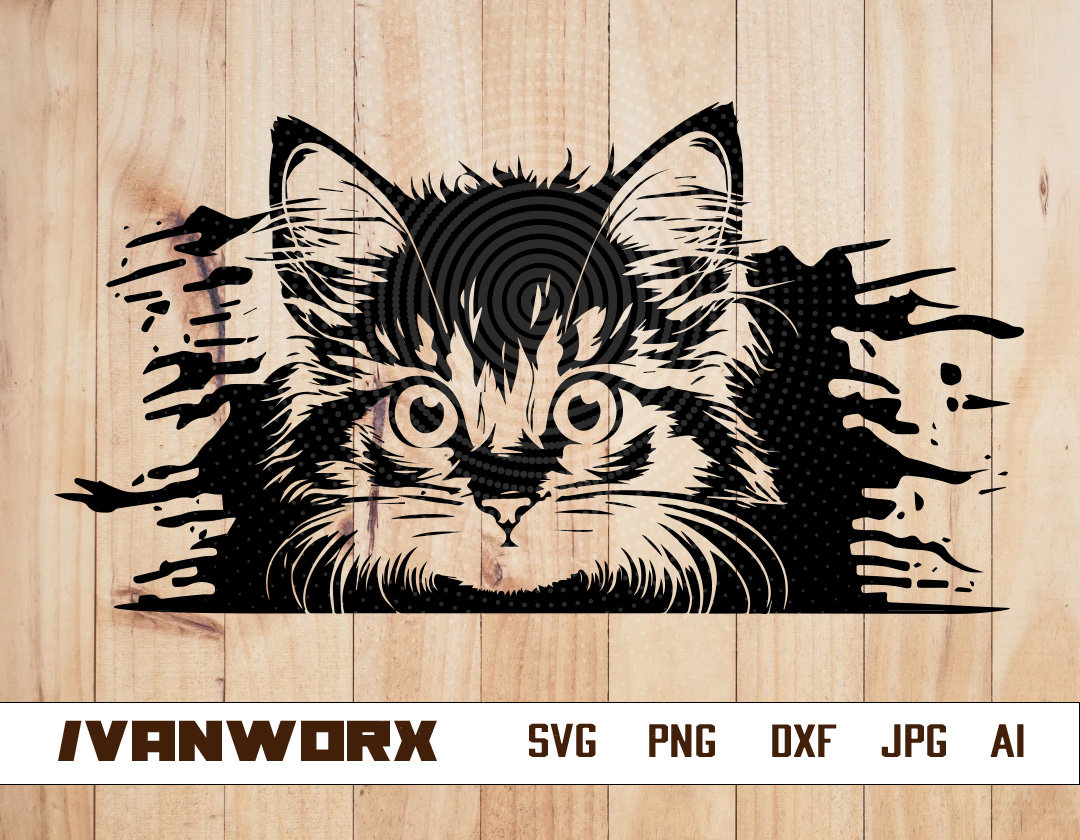 Cute Cat SVG | Curious Kitten Clipart | Cat Svg | Cat Clipart | Peeking ...