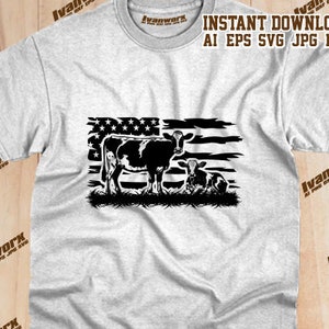 US Cow & Calf Svg | Calf Clipart | Cattle Cut File | Farm Scene Svg ...