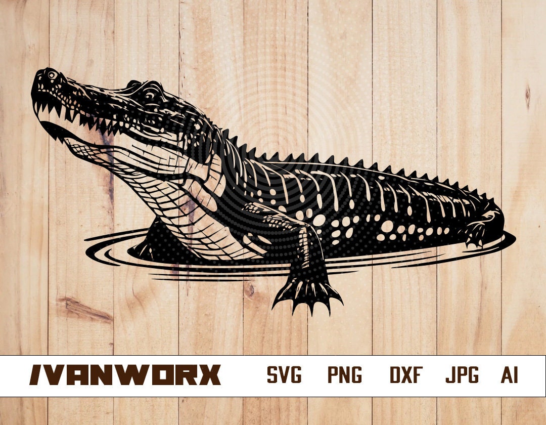 Crocodile in Swamp Svg Alligator Clipart Wild Animal Cut File River ...
