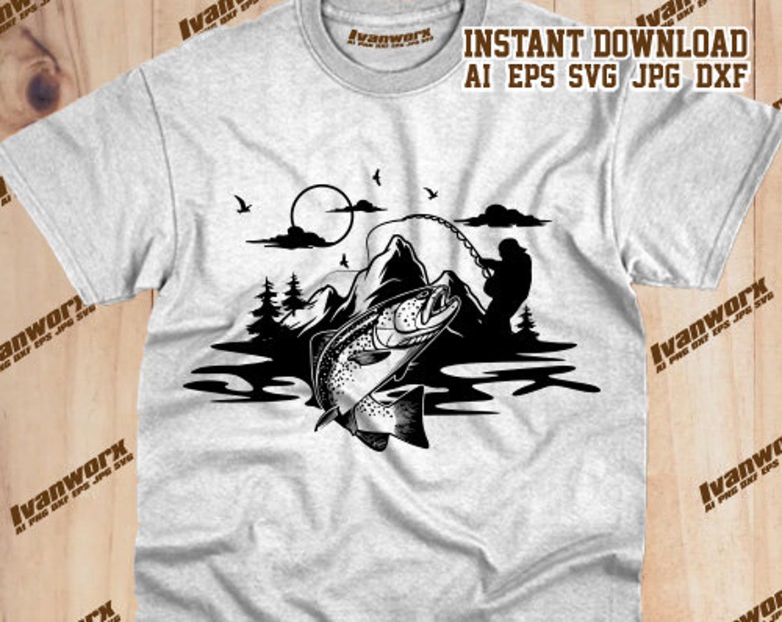 Trout Fish Svg | River Fishing Clipart | Fresh Water Stencil | Trout ...