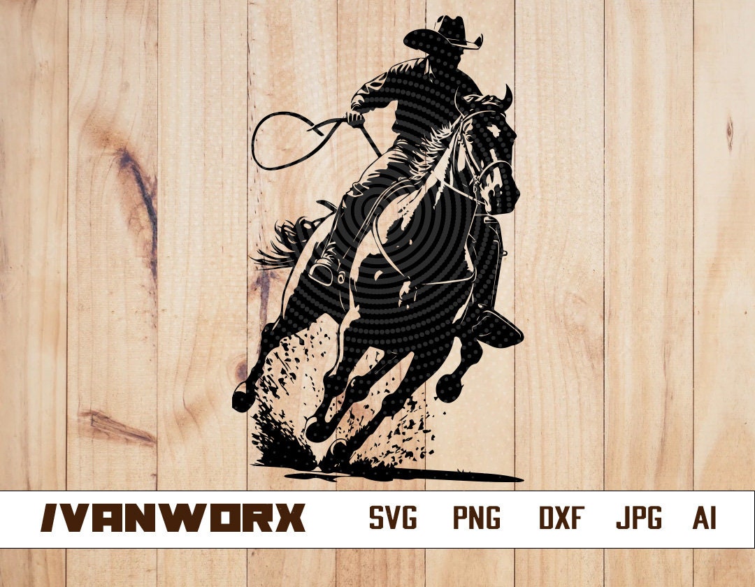 Rodeo Svg | Cowboy Svg | Western Cowboy Riding Horse Svg | Rodeo Cowboy ...
