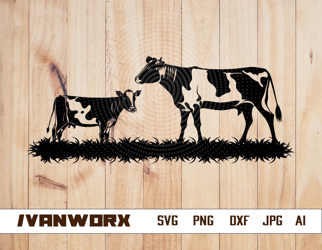 Cow & Calf Svg | Calf Clipart | Cattle Cut File | Domestic Animal ...