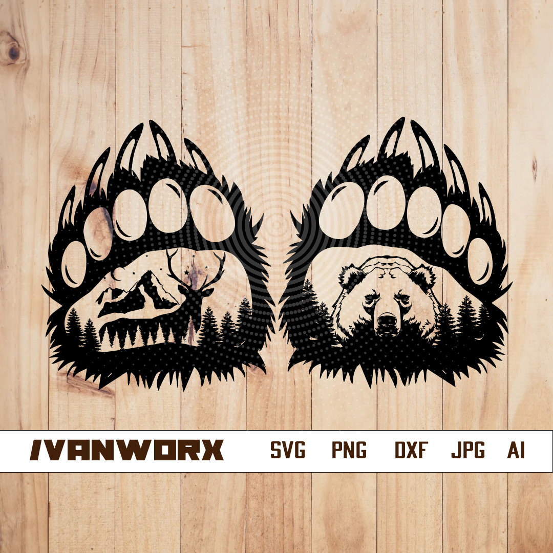 Bear Paw Svg Paw Svg Bear Scene Png Bear Svg Deer Scene - Etsy